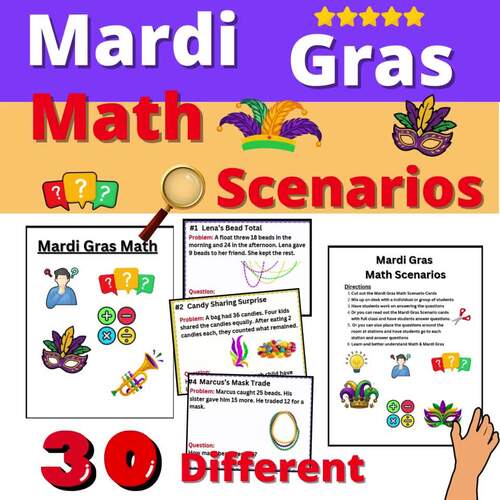 Mardi Gras Math Scenarios Project Multi Step Activity by DadsDesigns