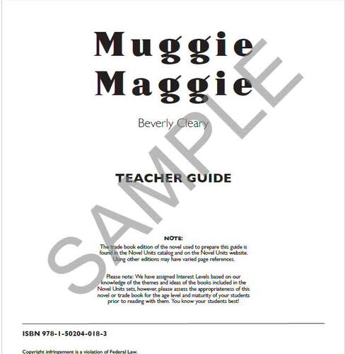 Muggie Maggie Novel Units® Teacher Guide Novel Study | TPT