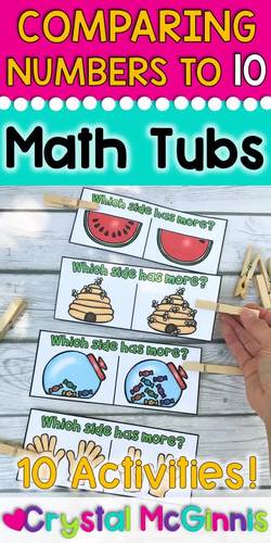 COMPARING NUMBERS TO 10 Year of Morning Math Tubs or Centers Set 8!