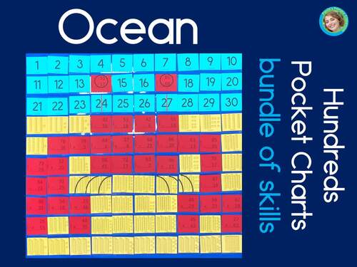 Ocean 100s Pocket Charts Bundle with Numbers | Base 10 Blocks | Add and ...