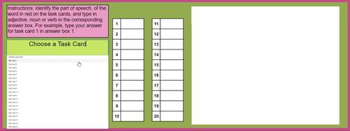 Digital Pixel Art NO PREP Task Cards UFO Parts of Speech Google Sheets