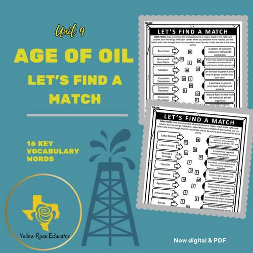 Let's Find a Match: Age of Oil by Yellow Rose Educators | TPT