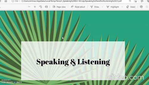 Speaking and Listening Literacy Progressions I Can Statement Cards ES1 ...