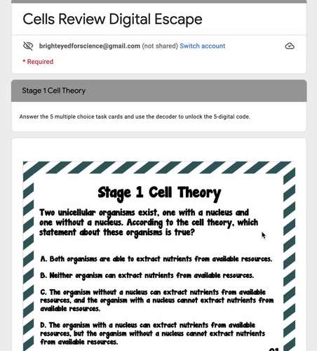 Cells Digital Escape Room by Brighteyed for Science | TPT
