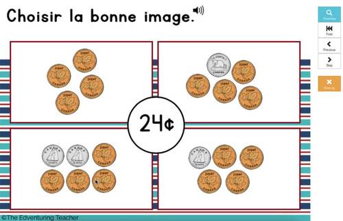Canadian Money to 50¢ up to 50 cents French Digital Boom Cards | TPT