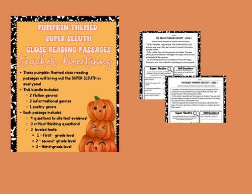 1-3 Grade Reading Comprehension Fall Themed Worksheets Close Reading ...