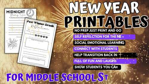 New Years Activity Middle School & First Day Back from Winter Break ...