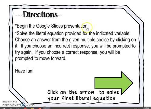 Solving Literal Equations, Print and Digital Google Slides™ Task Cards