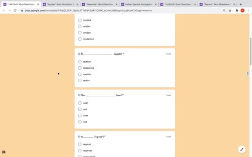 Spanish AR Verb Bundle -5 self-grading quizzes- by Yoga Mat French