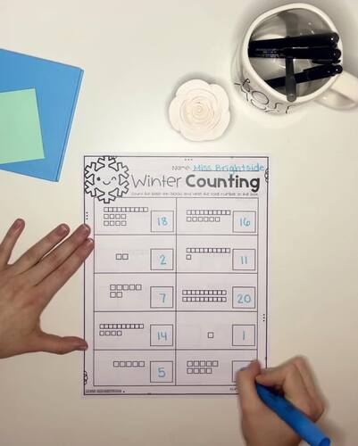Winter Counting 1-20 with Base Ten Blocks: Engaging Math Worksheets