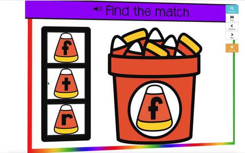 Candy Corn Lowercase Letter Match Digital Task Boom Cards Halloween ...