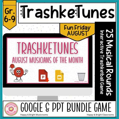 August Composer of the Month Trashketunes Game for Middle School Music ...