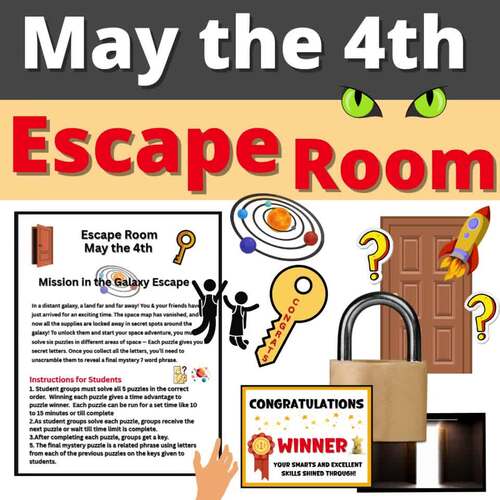 May the 4th Escape Room Space Print Activity Planets, Moon, Solar System
