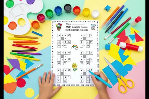 Math Squares Puzzles Bundle – Multiplication & Division Worksheets (180 ...