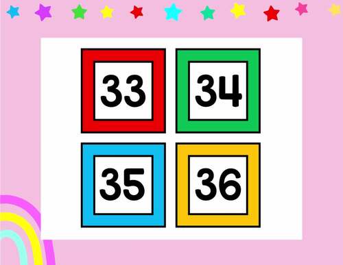 Printable Bright Number Flashcards, Number Spots, Calendar Numbers