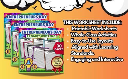 National Entrepreneurs Day Opinion Prompts Writing Worksheet 4th,5th ...
