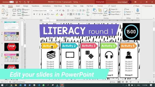 Center Rotation Chart Slides - Digital Center Rotation Chart with Visual Timers