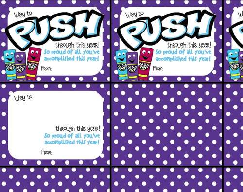 Push Pop Candy End of Year Gift Tag- Way to push through this year! So ...