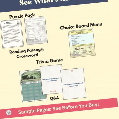 HSS 5.8.4 Westward Expansion: Settler Challenges Bundle- Puzzles ...