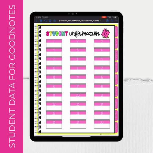 Student Data Tracker with GoodNotes by One Basic Teacher | TPT