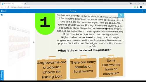 Main Idea Review Boom Cards | 3rd Grade Reading Comprehension | TPT