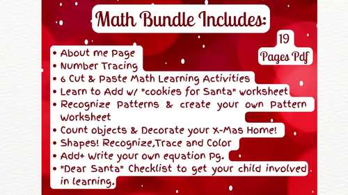 Christmas Math Activity Bundle for preschool and kindergarten | TPT