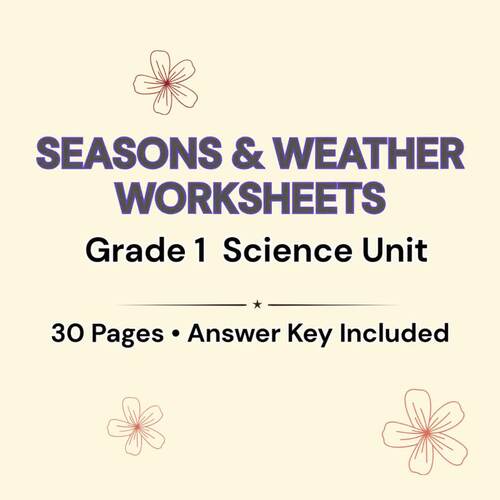 Seasons and Weather Science Worksheets Grade 1 | Sorting Matching Cut ...