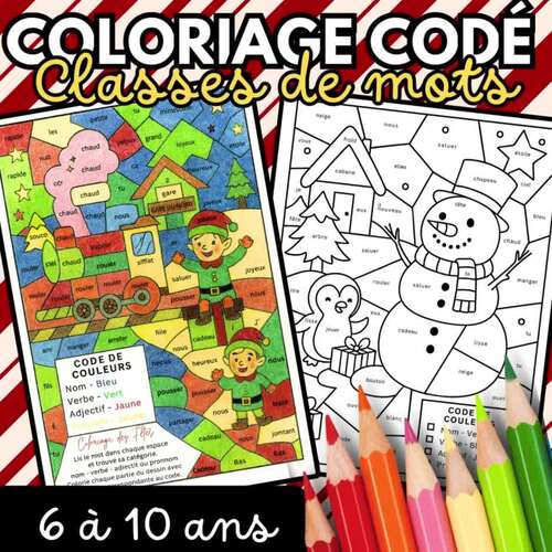 Coloriages codés Noël – Classes de mots | Grammaire Française ...