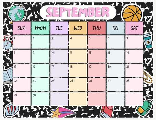 Pastel Back to School Monthly Calendar 24-25 by Hustle like a Mother
