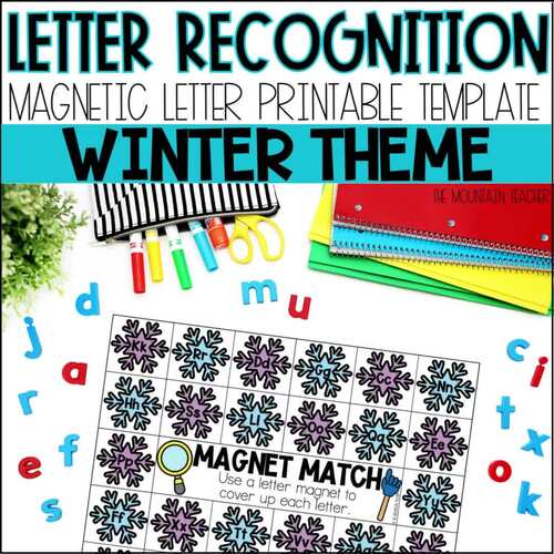 Winter Letter Recognition Activity Magnetic Letter Printable Cookie Sheet