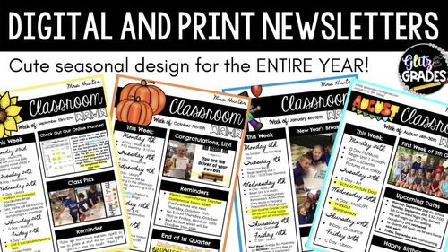 Classroom Newsletters Print and Digital Weekly Newsletter Templates ...