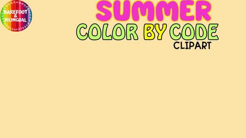 Summer Color by Code Clipart | Summer Clipart Templates | TPT