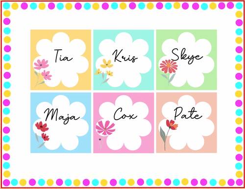 Spring Student Name Labels, Floral Name Plates, Botanical Bin Tags ...