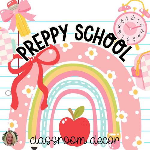 Preppy School EDITABLE Classroom Decor by moonlight crafter by Bridget