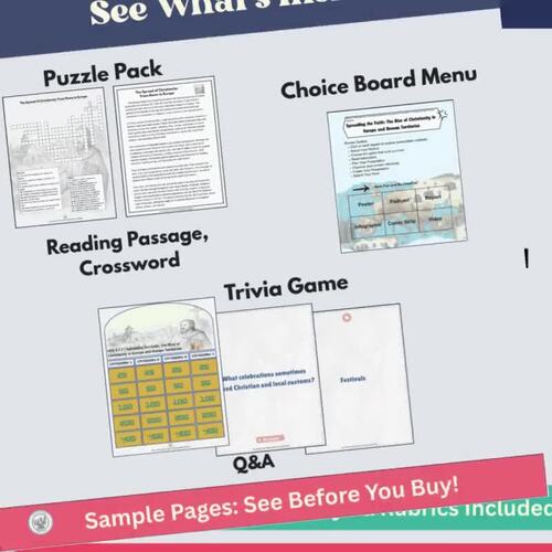 HSS 6.7.7 Bundle: Spread of Christianity – Puzzle Pack, Trivia, Choice ...
