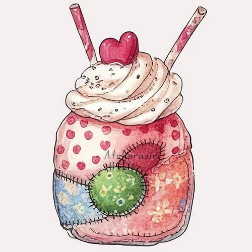 Cute Patchwork Smoothie Clipart - 25 PNG Files, Transparent Background
