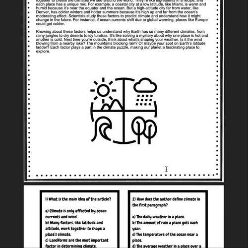 Factors That Affect Climate Close Reading Task Cards| Geography, Earth ...