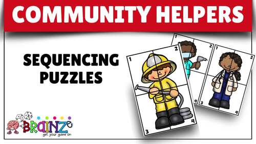 Community Helpers Sequencing Puzzles (1-5) Number Sense & Math Activity