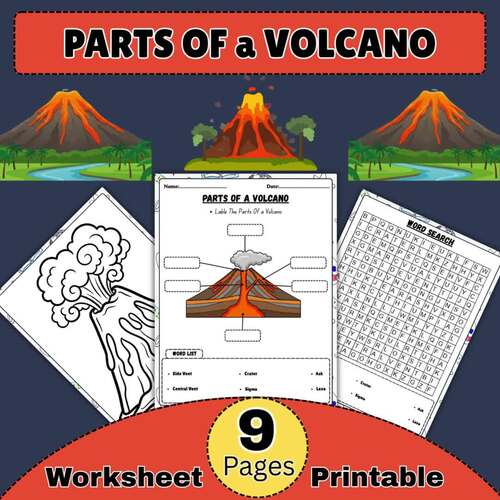 Parts of a Volcano | Earth Science Labeling Worksheet + Word Search ...