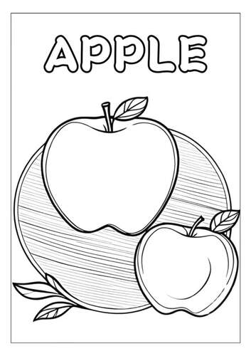 Apple Printable Cute coloring sheet,Kids,illustration,Prek,Coloring Page