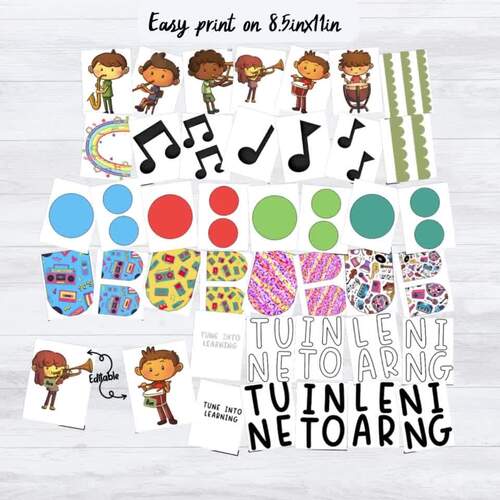 Music Bulletin Board Kit, Back to School, Classroom Door Decor, Editable
