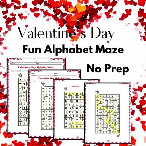 Valentines Day Alphabet 5 Fun Mazes Activity Letter Recognition for ...