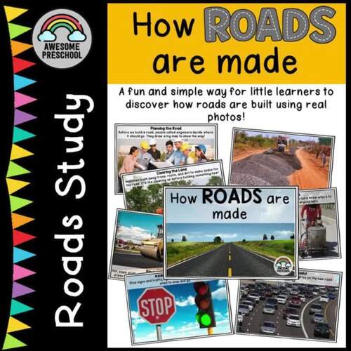 Roads Study - How Roads Are Made | Real Photo Book for Preschool