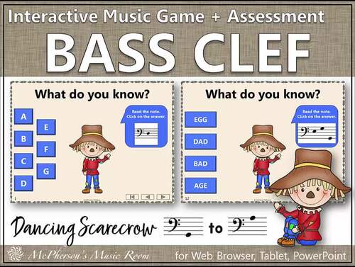 Bass Clef Note Names Interactive Music Game & Activity + Assessment ...