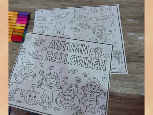 Fall & Halloween Coloring Pages | Autumn October Coloring Sheets (PreK ...