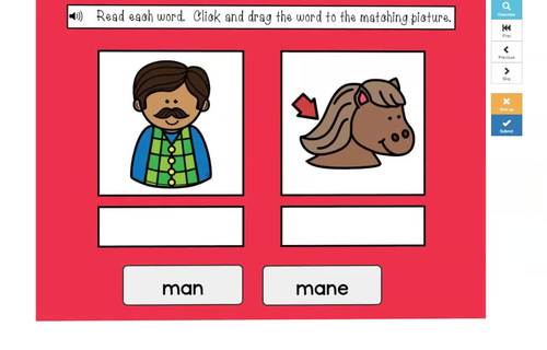 CVC and CVCe short and long vowels decoding practice Boom™ Cards