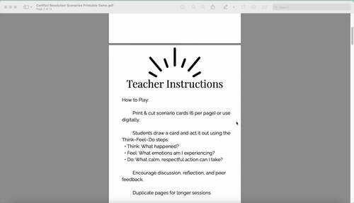Conflict Resolution Scenarios Printable Game | Teen SEL Activities ...