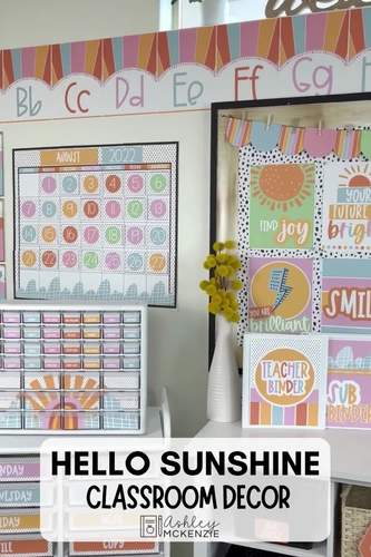 Hello Sunshine Bright Classroom Decor Bundle | Pastel Classroom Decor