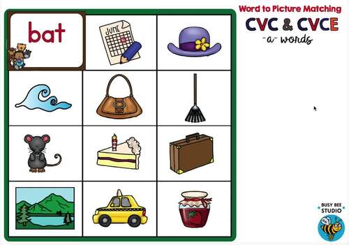 Short Long Vowels CVC CVCE Word to Picture Matching Games Boom Cards ...