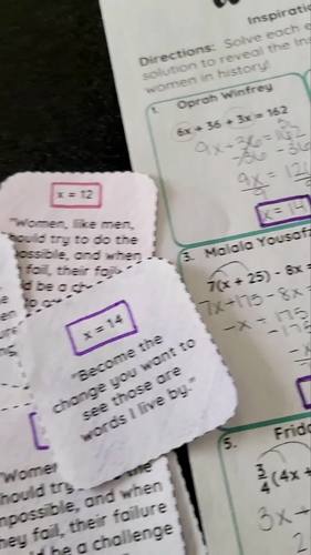 Women's History Month // Solving Multi-step Equations Cut and Paste ...
